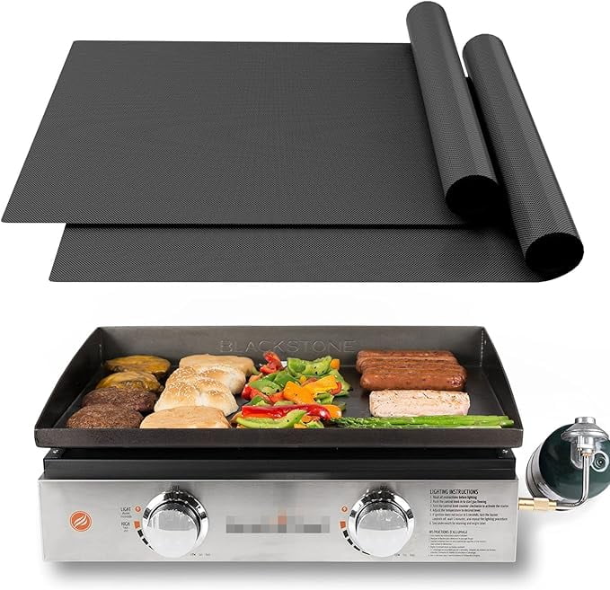 UBeesize 2 Pack 100% Nonstick Grilling Mats for 22 Inch Blackstone ...
