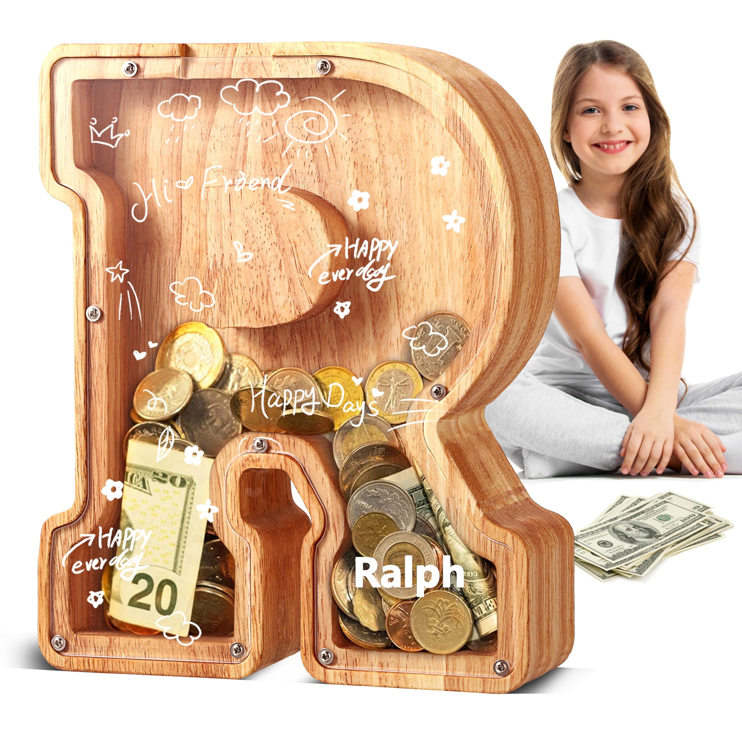 UBeesize Large Piggy Banks Twenty-Six English Alphabet Letter for Boys ...