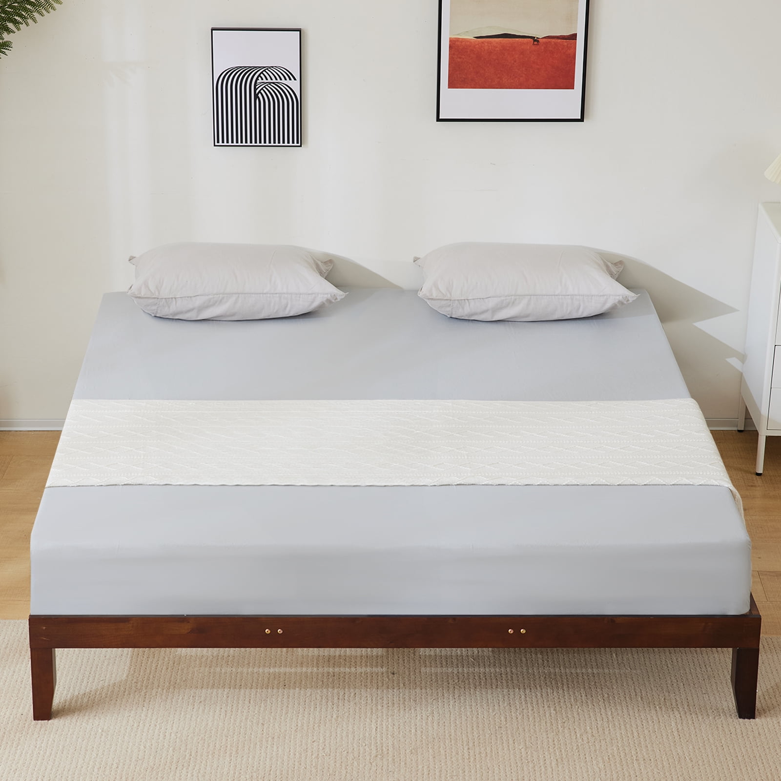 UBesGoo 12" Wood Platform Bed Frame / Solid Wood / Mattress Foundation ...