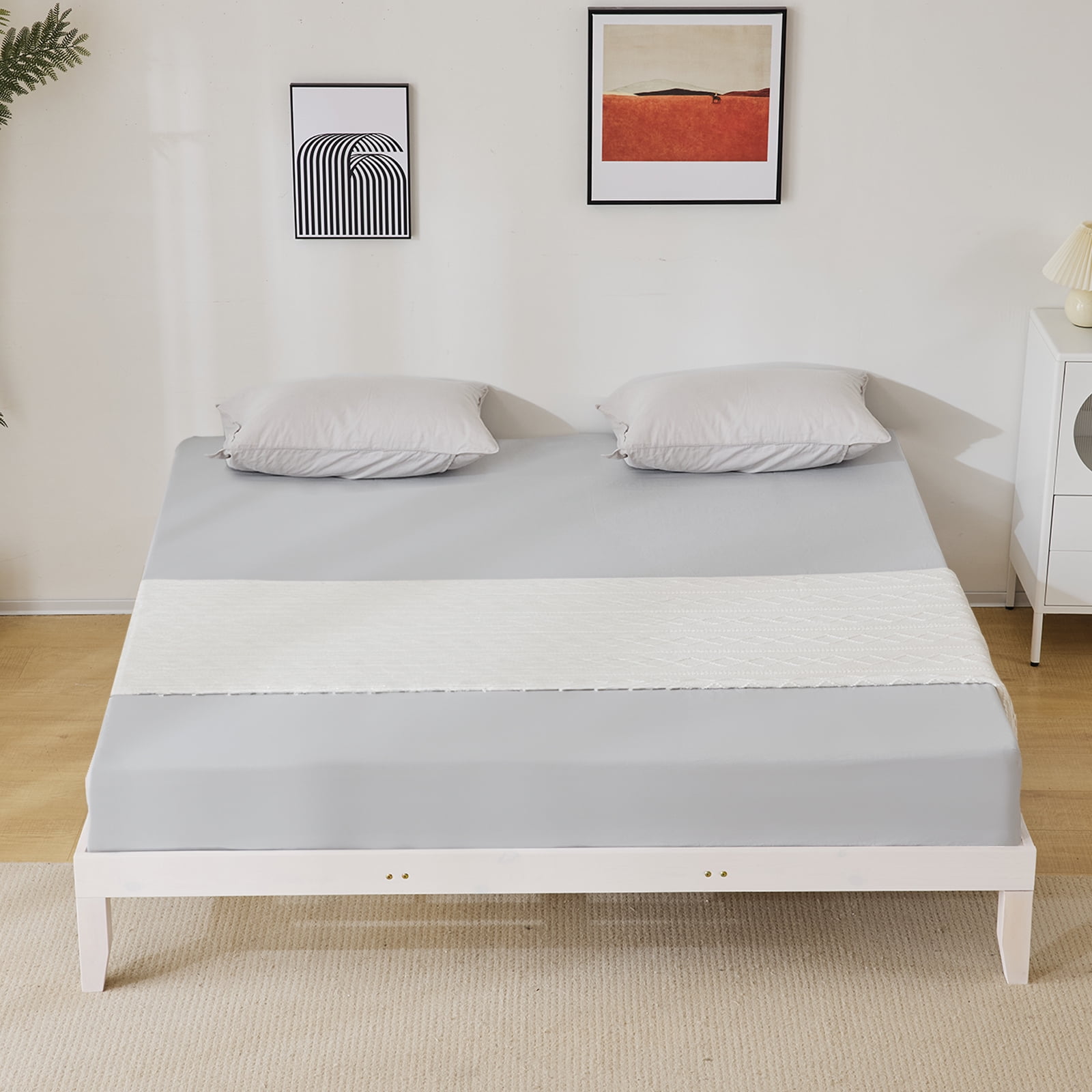 UBesGoo 12" Wood Platform Bed Frame / Solid Wood / Mattress Foundation ...