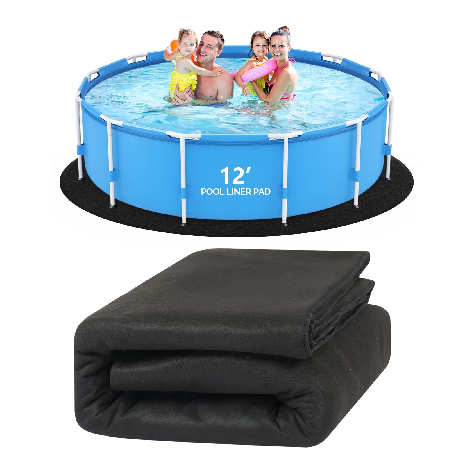 UBesGoo 12ft Black Round Pool Liner Pad-Protect The Pool from Punctures ...