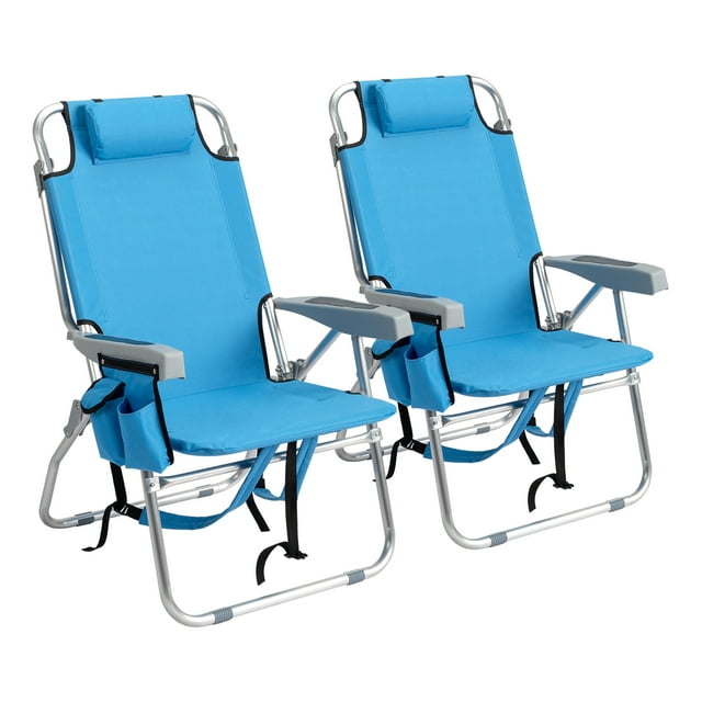 UBesGoo 2 Pack Folding Beach Chairs for Adults, Camping Chairs ...