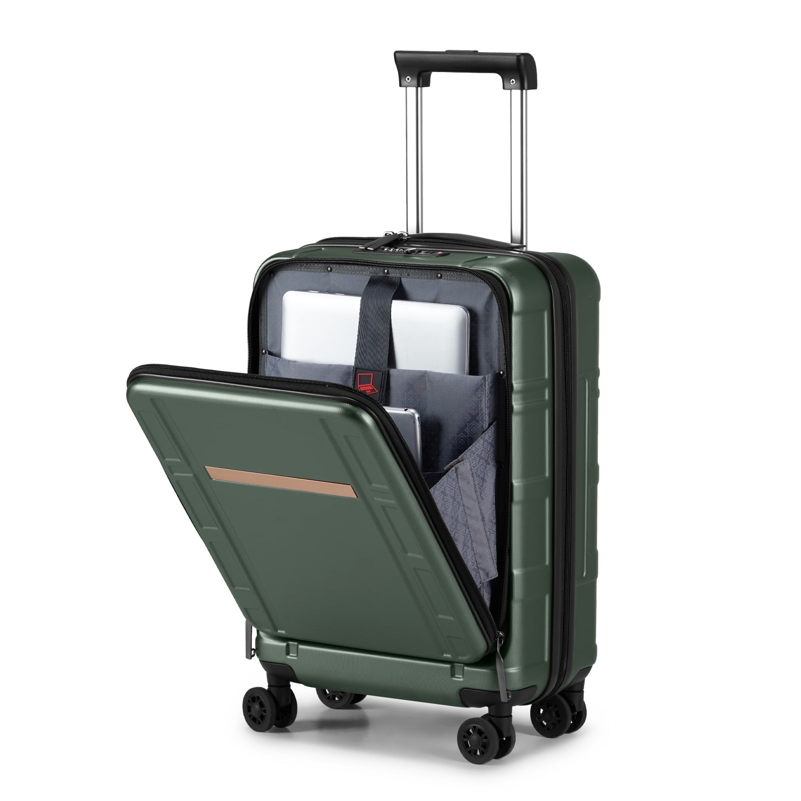 UBesGoo 20” Carry-on Luggage, ABS+PC Suitcase Set with Front Pocket ...