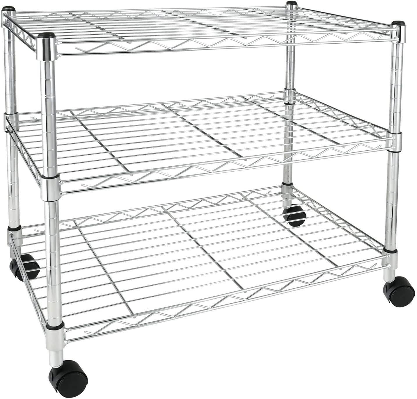 UBesGoo 3-Tier 24"Dx12"Wx22"H Garage Shelves, Rolling Storage Rack, 250 ...