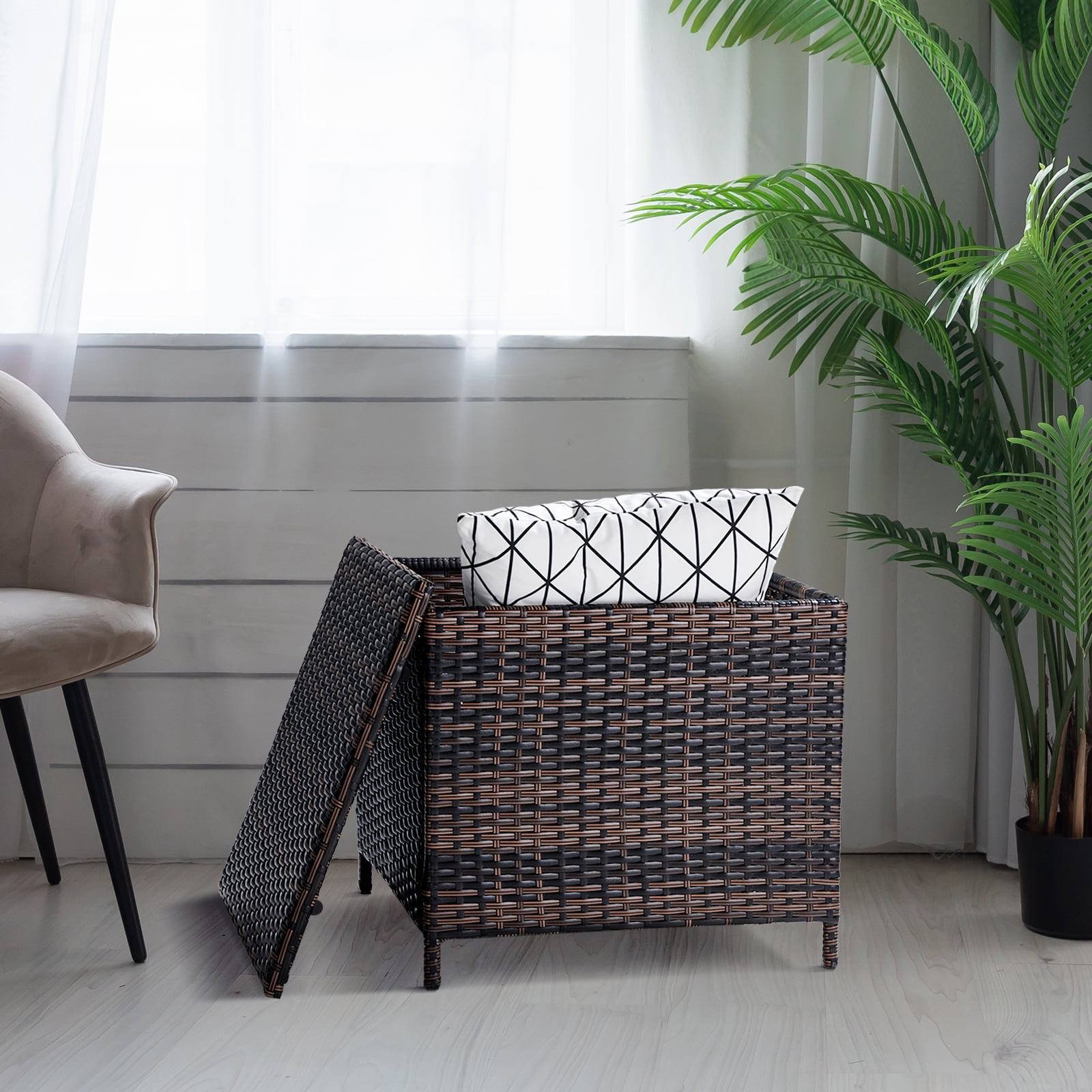 UBesGoo 27.5 Gallon Wikcer Storage Box, Rattan Container, Wicker Coff ...