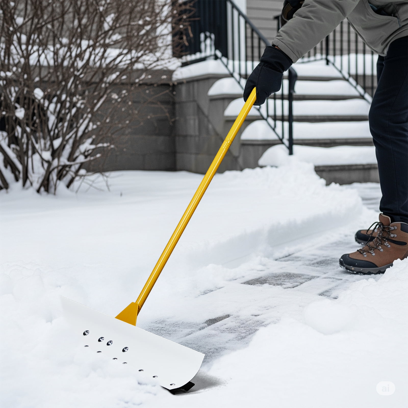 UBesGoo 29in Wide Snow Pusher Shovel for Driveways, Sidewalks, Decks ...