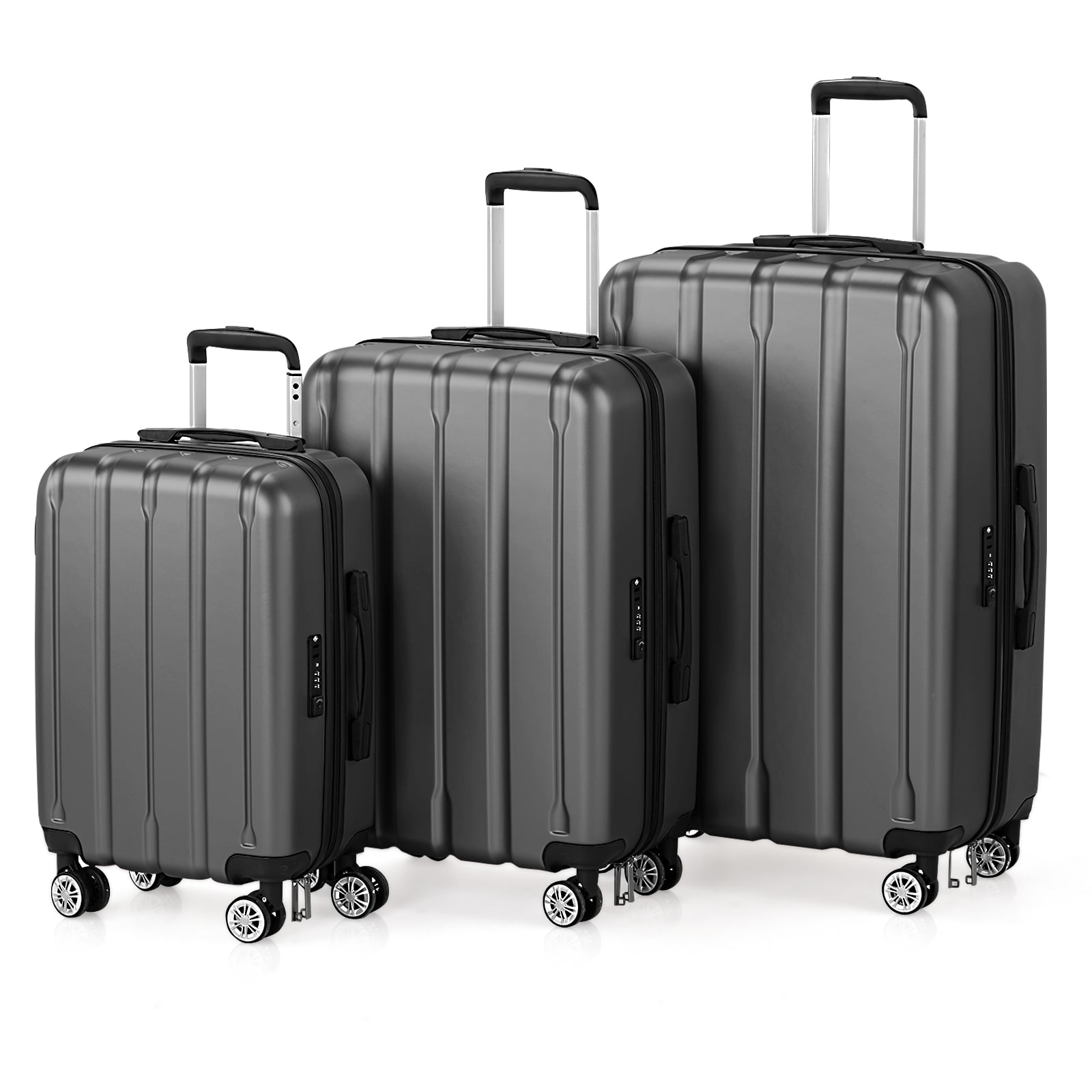 UBesGoo 3 Piece Hardshell Luggage Set, ABS+PC Hardside Lightweight ...