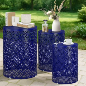UBesGoo 3-Piece Interlocking Patio Table Set - 12/14/16 Inch Round ...