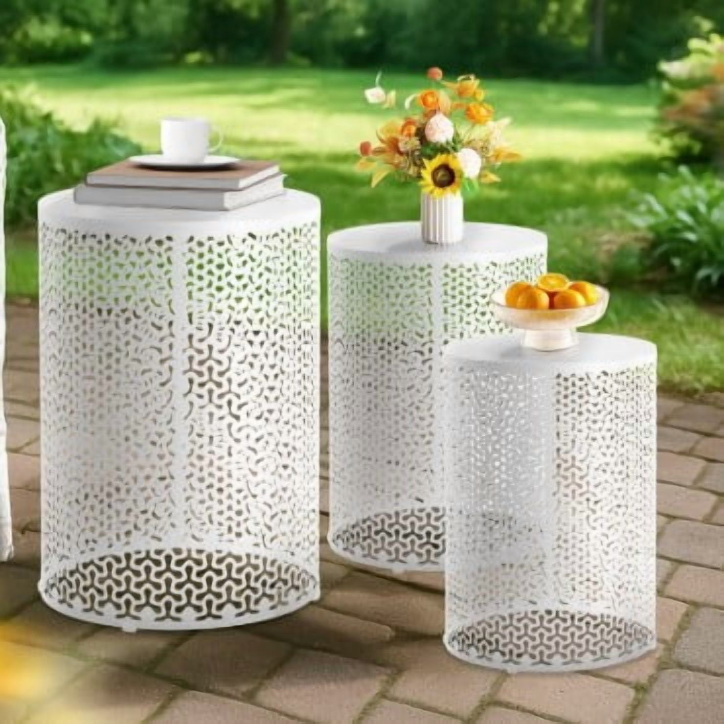 UBesGoo 3-Piece Stacking Side Tables, Metal Nesting End Tables for ...