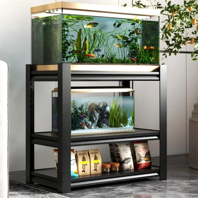 UBesGoo 3-Tier Metal Aquarium Stand 40-50 Gallon Adjustable Fish Tank ...
