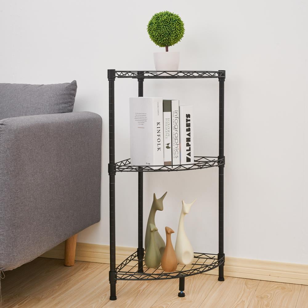 UBesGoo 3-Tier Wire Corner Shelving- Adjustable Rack Unit Rack -Black ...