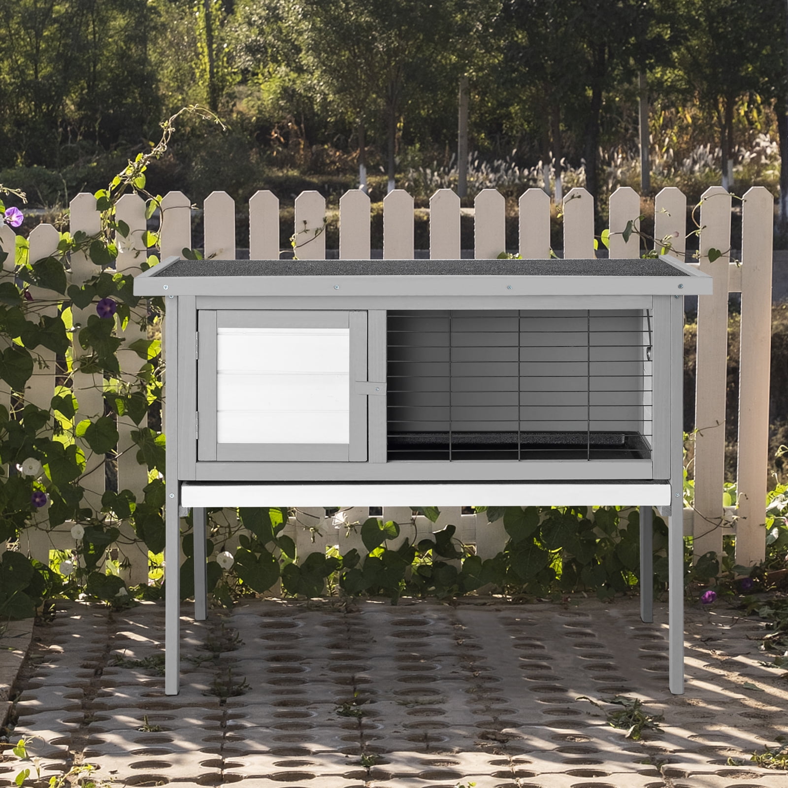 UBesGoo 36" Indoor/Outdoor Wooden Rabbit Hutch, Single Desk Guinea Pig ...