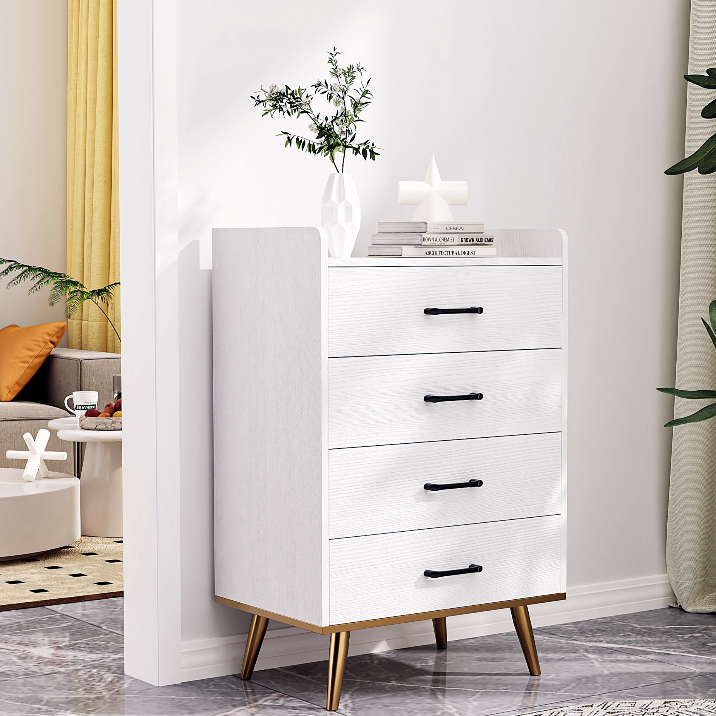 The Pioneer Woman 4-Drawer Dresser Made With Solid Wood Frame, White ...