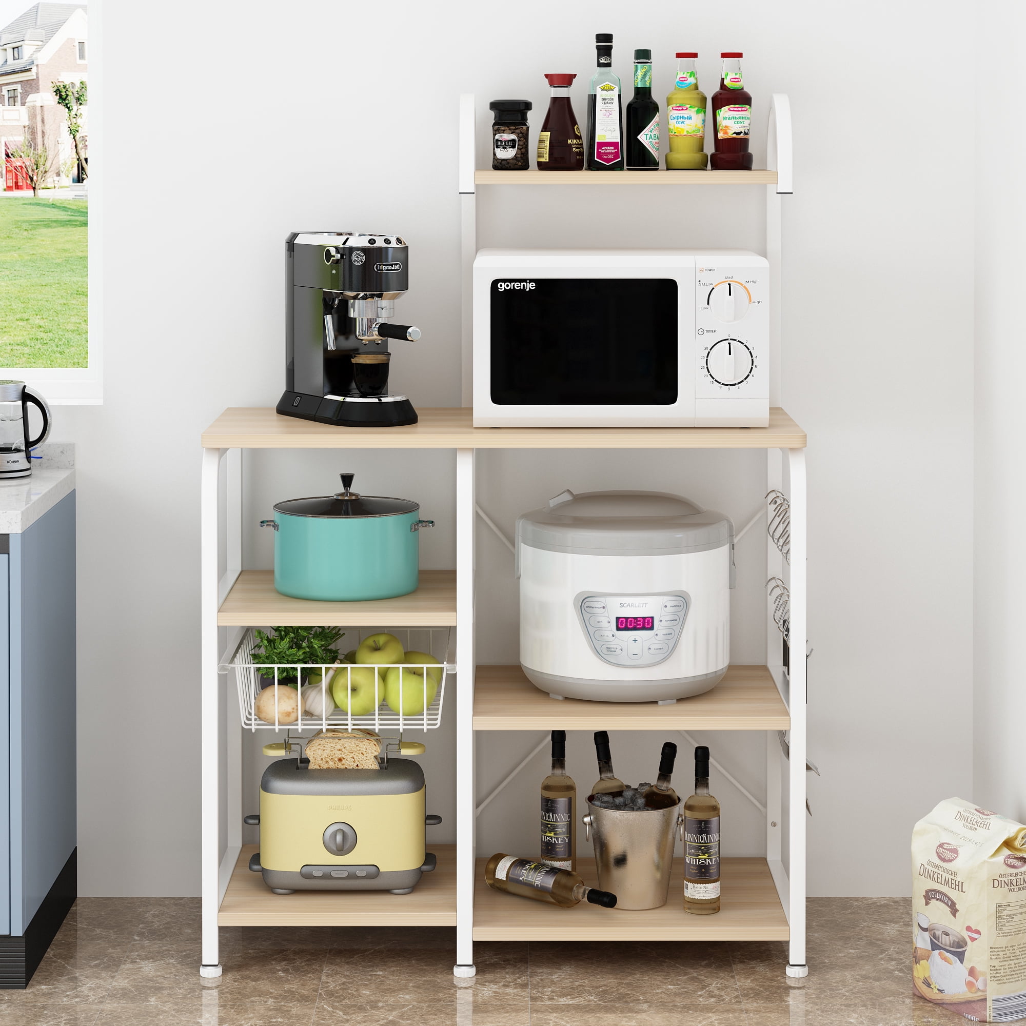 UBesGoo 4-Layer Baker's Rack, Kitchen Microwave Oven Stand, Coffee Bar ...