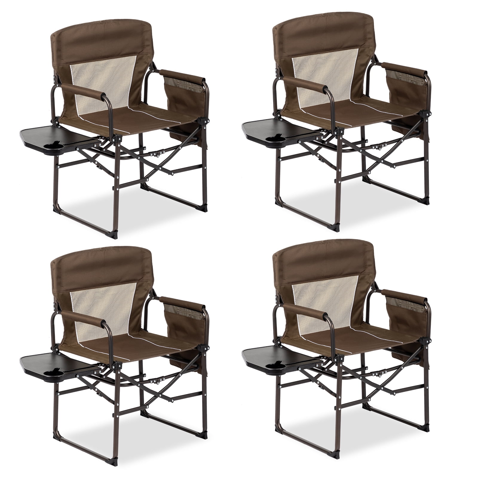 UBesGoo 4 Pack Folding Director Chair Oversize Seat Padded with Side ...