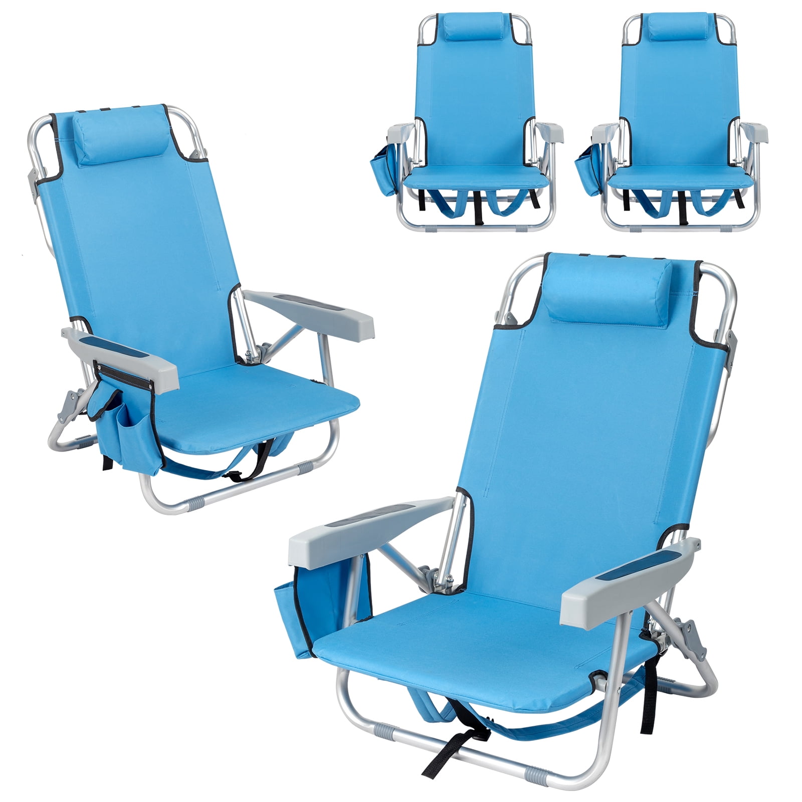 UBesGoo 4 Pack Lightweight Backpack Beach Chair with Shoulder Straps ...