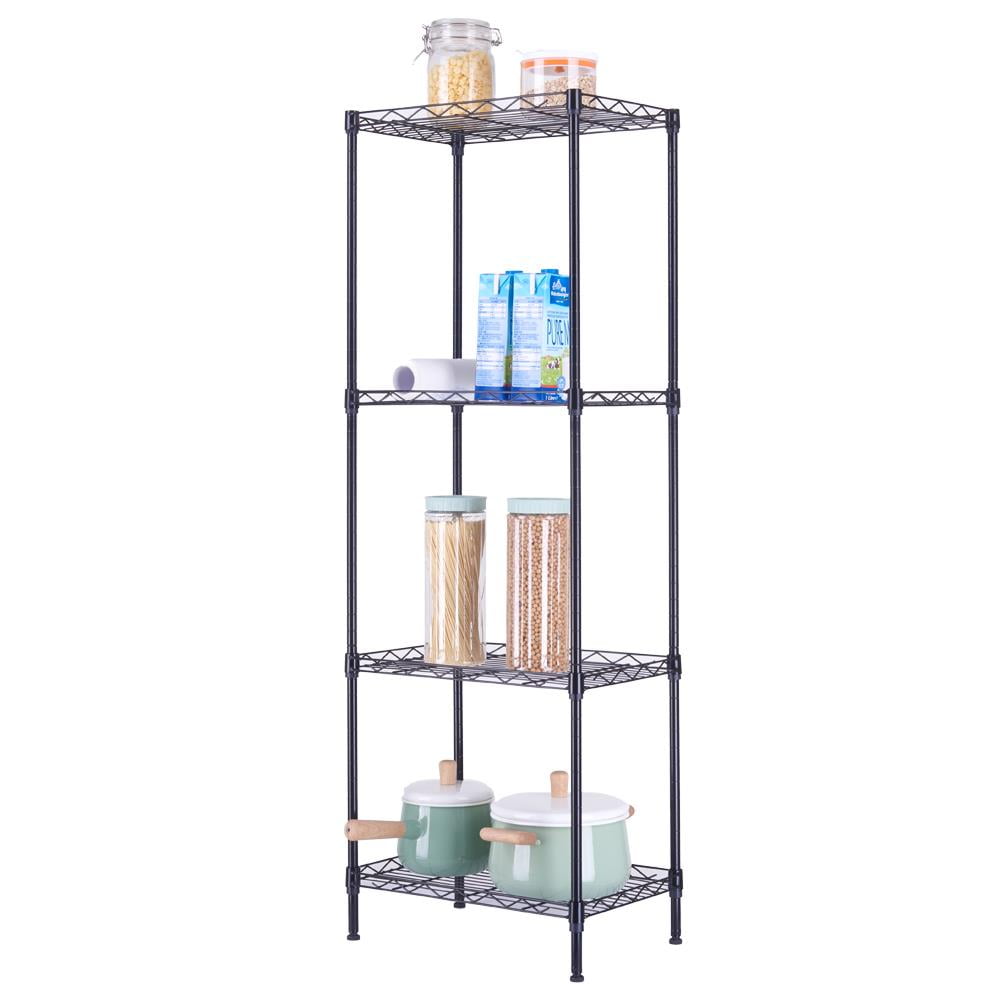 UBesGoo 4-Tier Black Steel Wire Shelving Unit Storage Rack, 18"D x 12"W ...