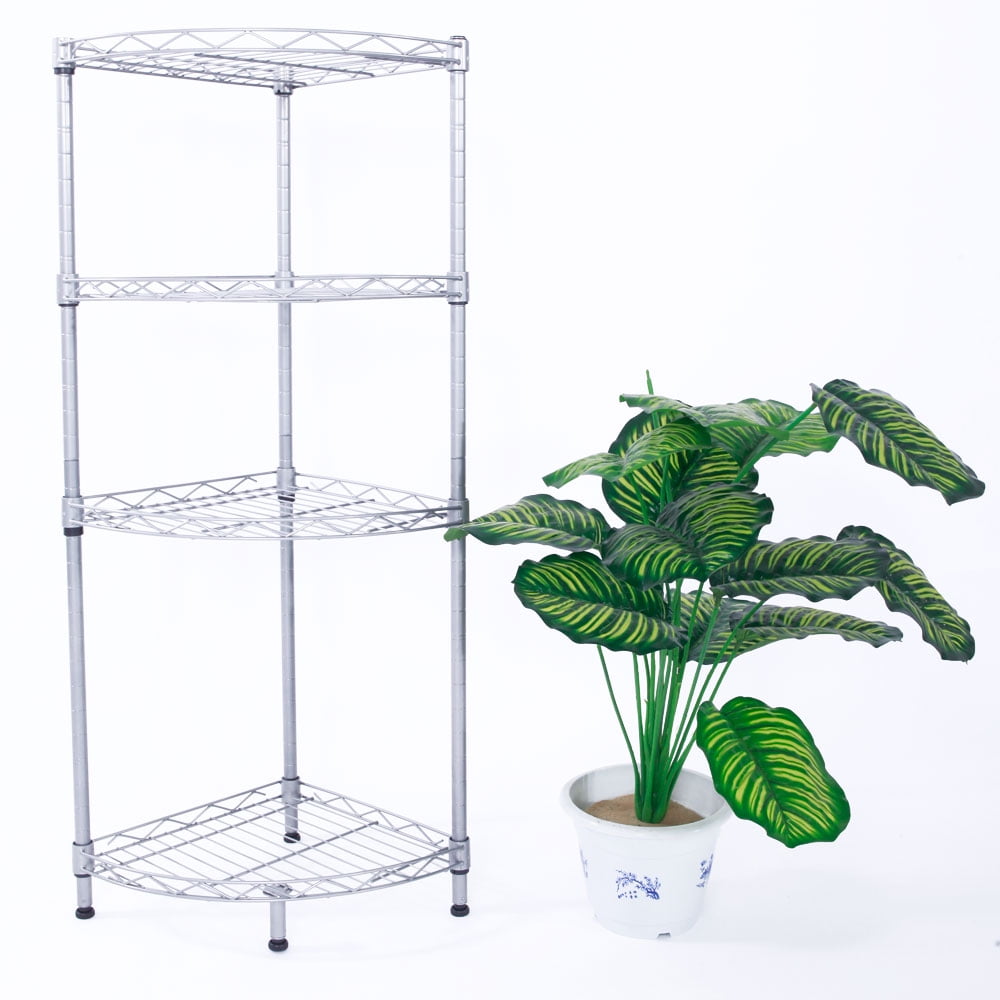 UBesGoo 4-Tier Metal Corner Shelf Unit, Space Saver Kitchen Bathroom ...