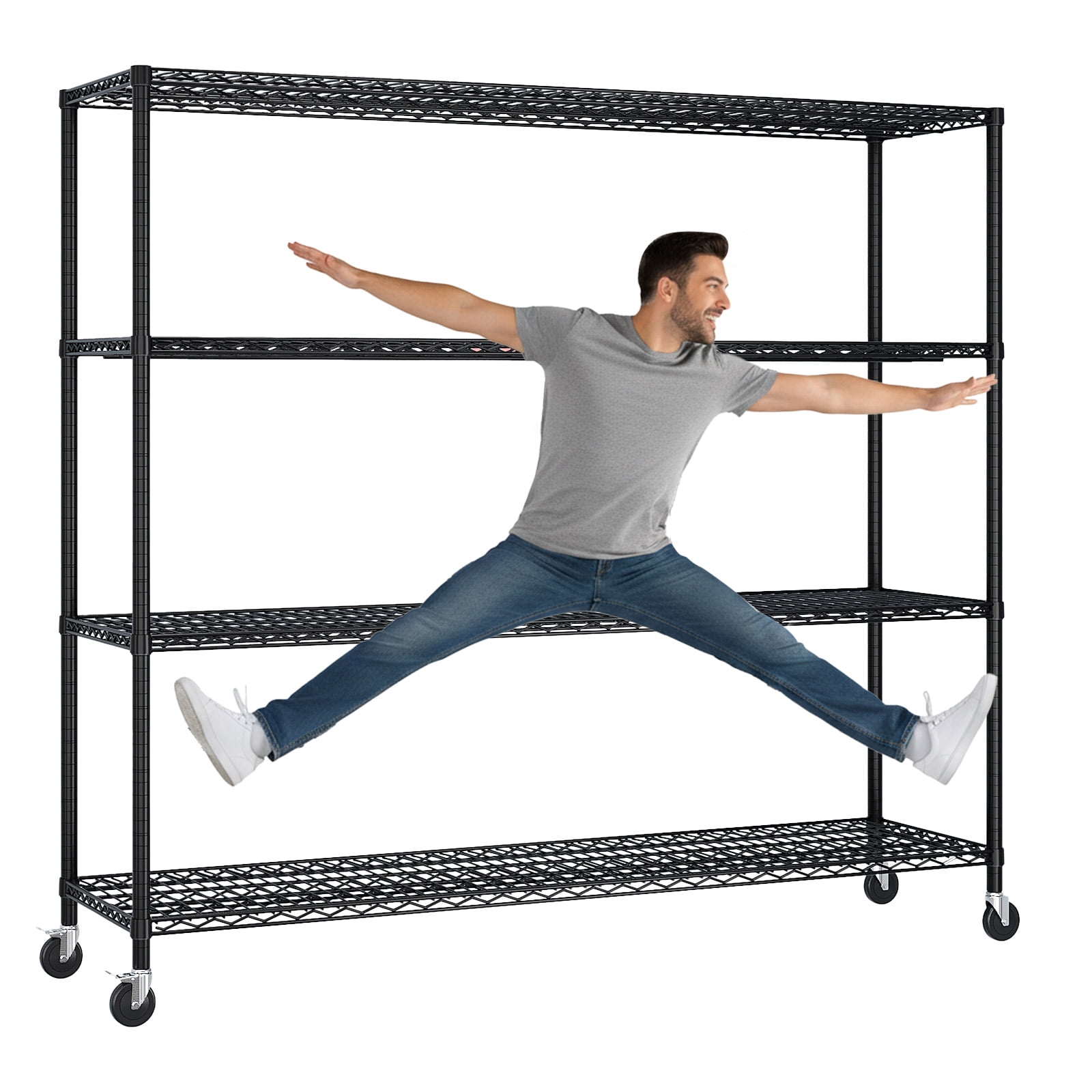 UBesGoo 4-Tier Steel Shelving Unit with Wheels, 59"W Storage Shelving ...