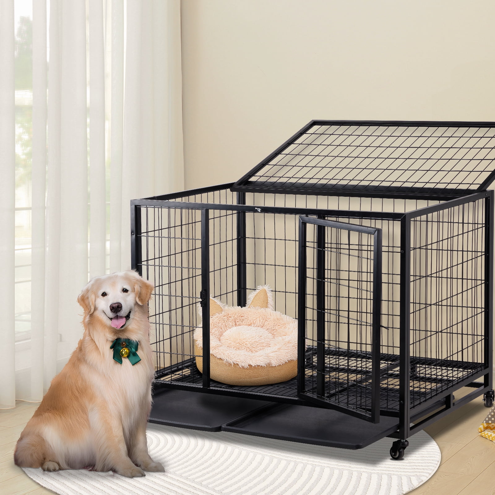 UBesGoo 42 Inches Pet Kennel for Indoors and Outdoors, Medium & Large ...