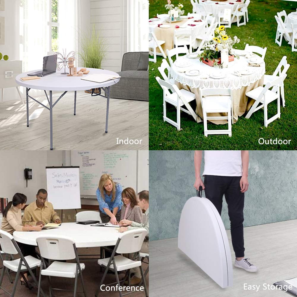 "UBesGoo 48"" Foldable White Round Table, Aluminum Top, Portable for ...