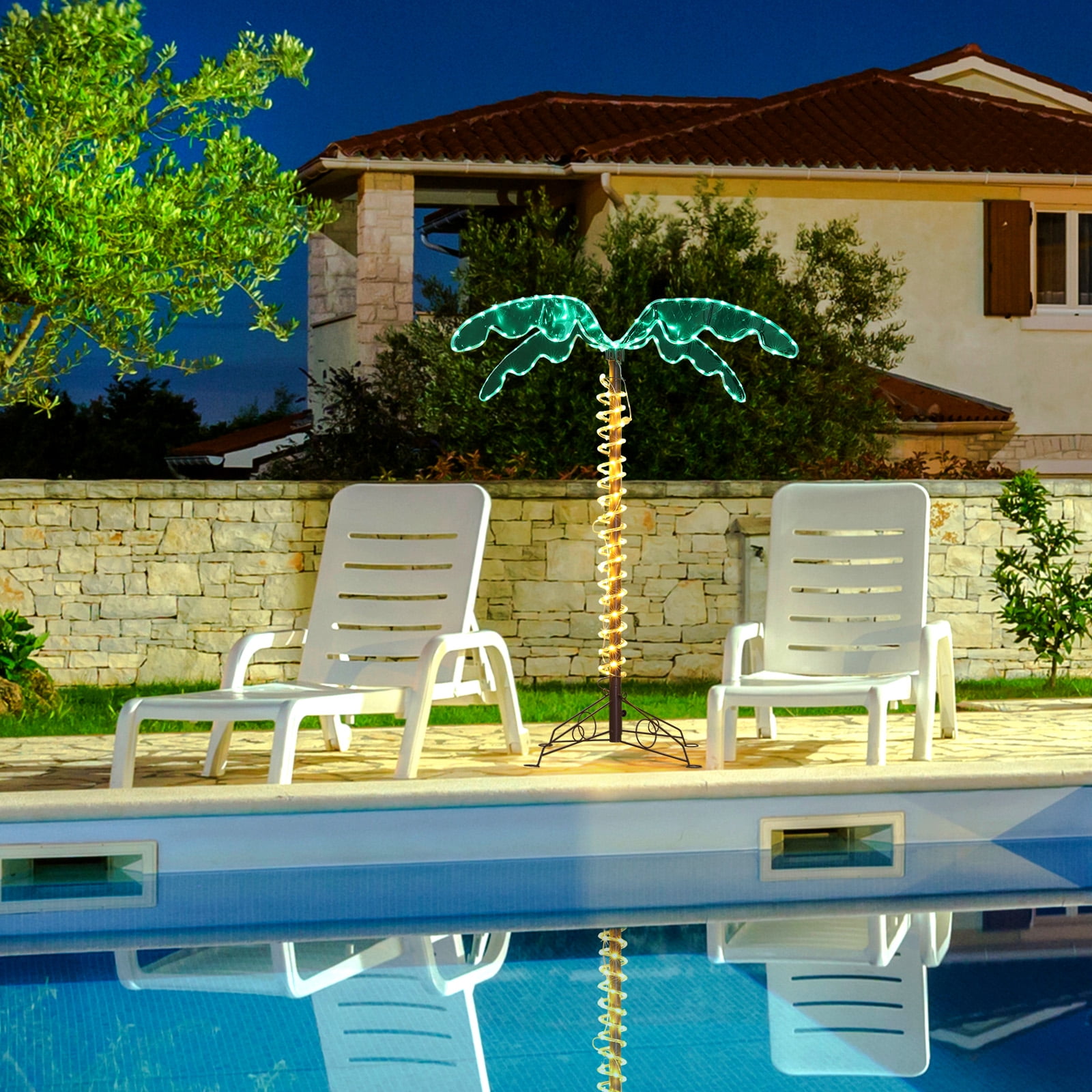 Ubesgoo 4FT LED Lighted Palm Tree, 189 Lights for Indoor Outdoor ...