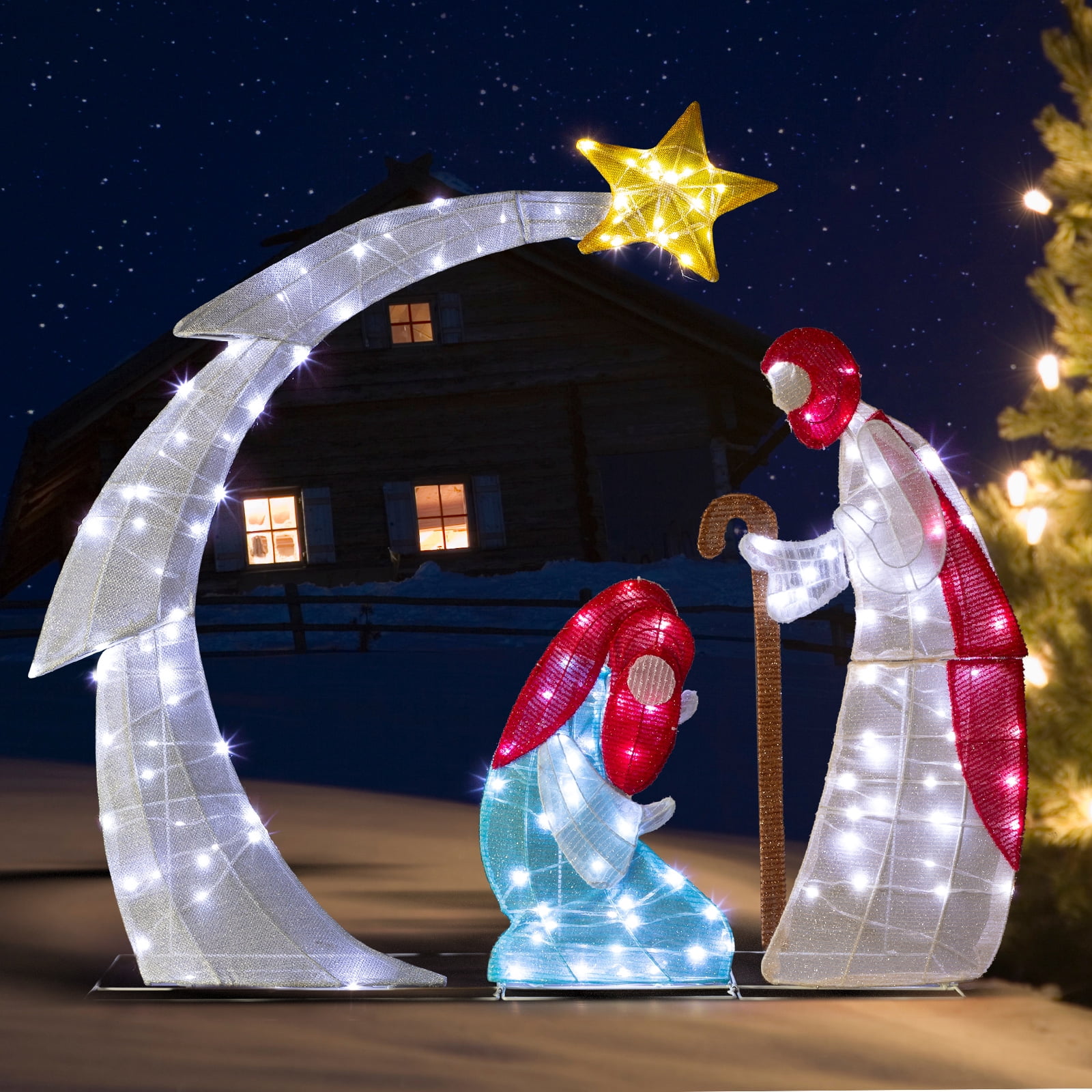 UBesGoo 4ft Light-Up Christmas Decoration Prayers Scene Outdoor Decor ...