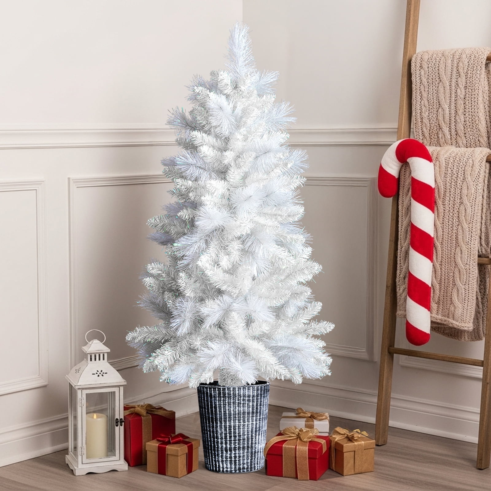 UBesGoo 4ft Christmas Tree, Fiber Optic Artificial Xmas Tree for Home ...
