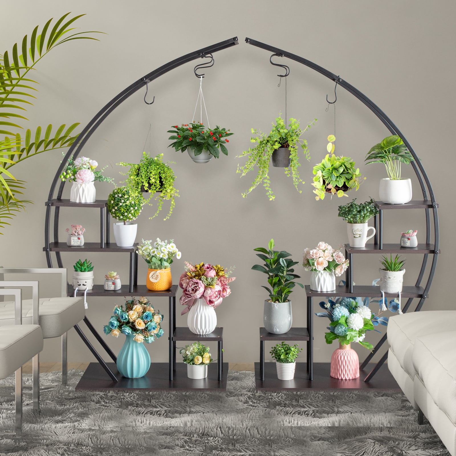 UBesGoo 5-Tiered Indoor Plant Stand, Half Circle Metal Flower Display ...