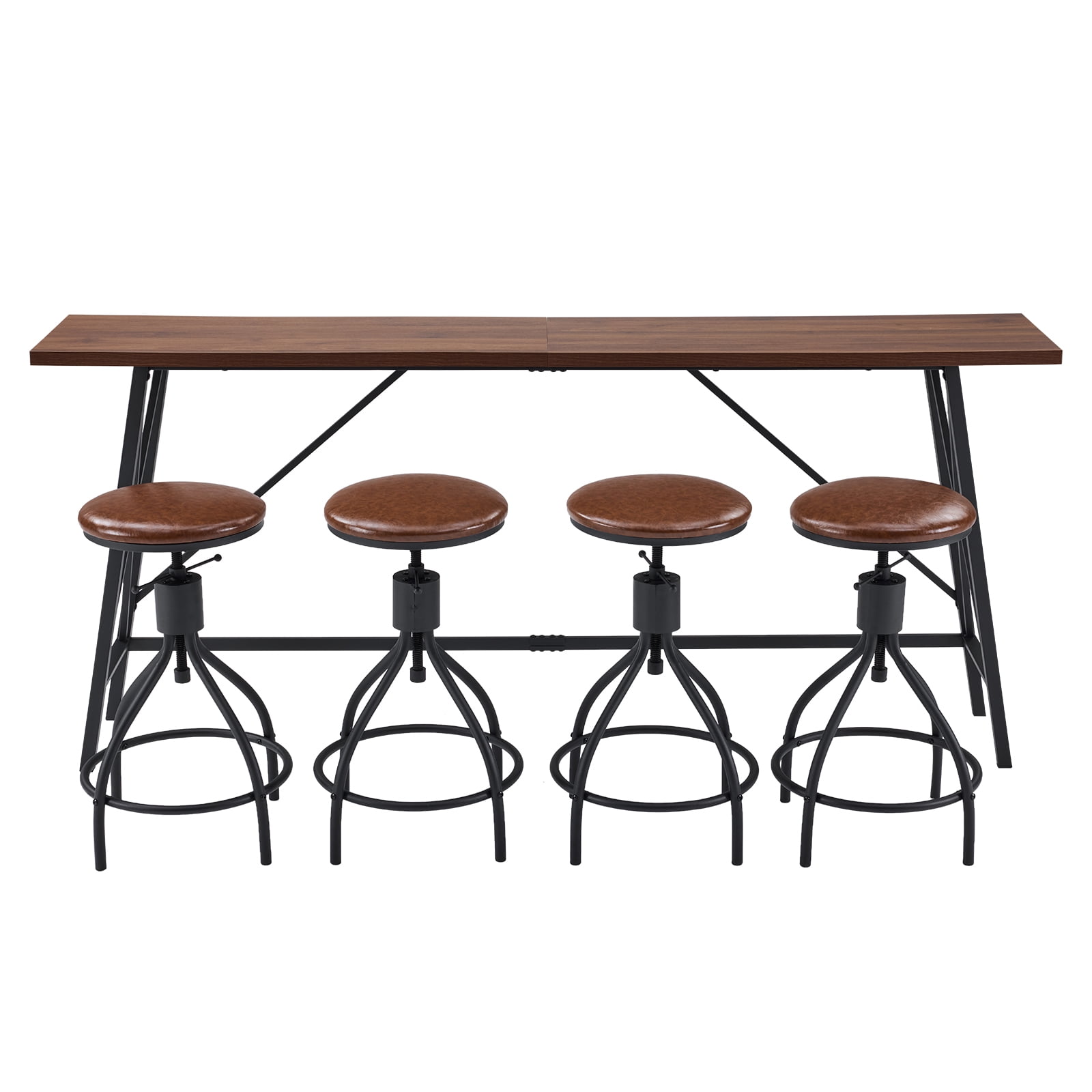 UBesGoo 5-Piece Bar Dining Table Set for 4, Mid-Century Long Bar Height ...
