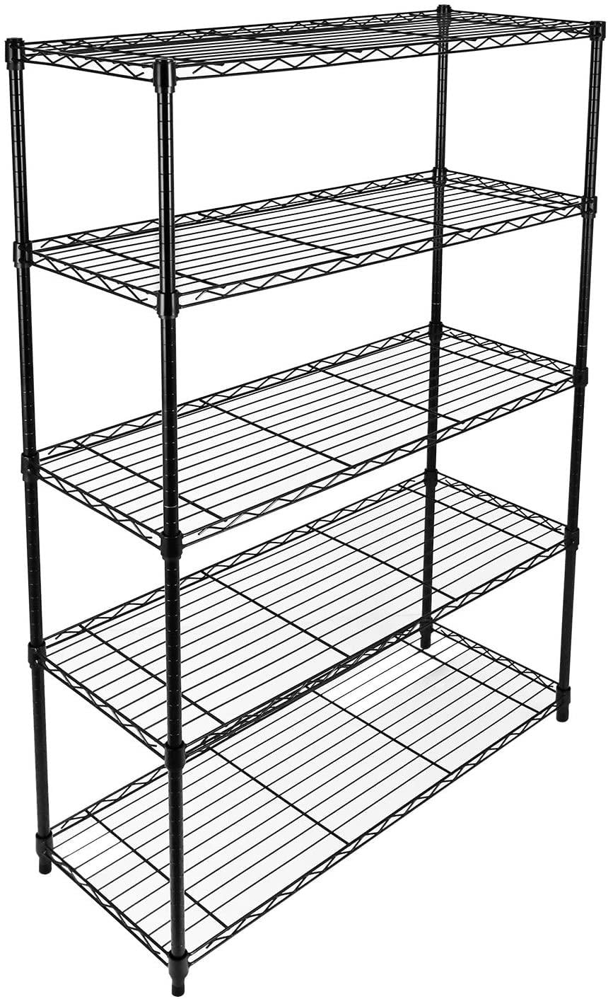 UBesGoo 5-Shelf Storage Rack with Wheels, Heavy Duty Wire Shelving Unit ...