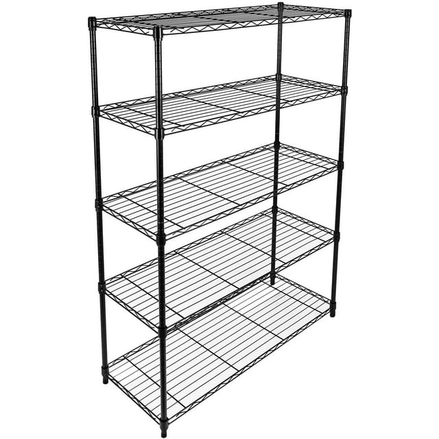 UBesGoo 5-Shelf Storage Rack with Wheels, Heavy Duty Wire Shelving Unit ...