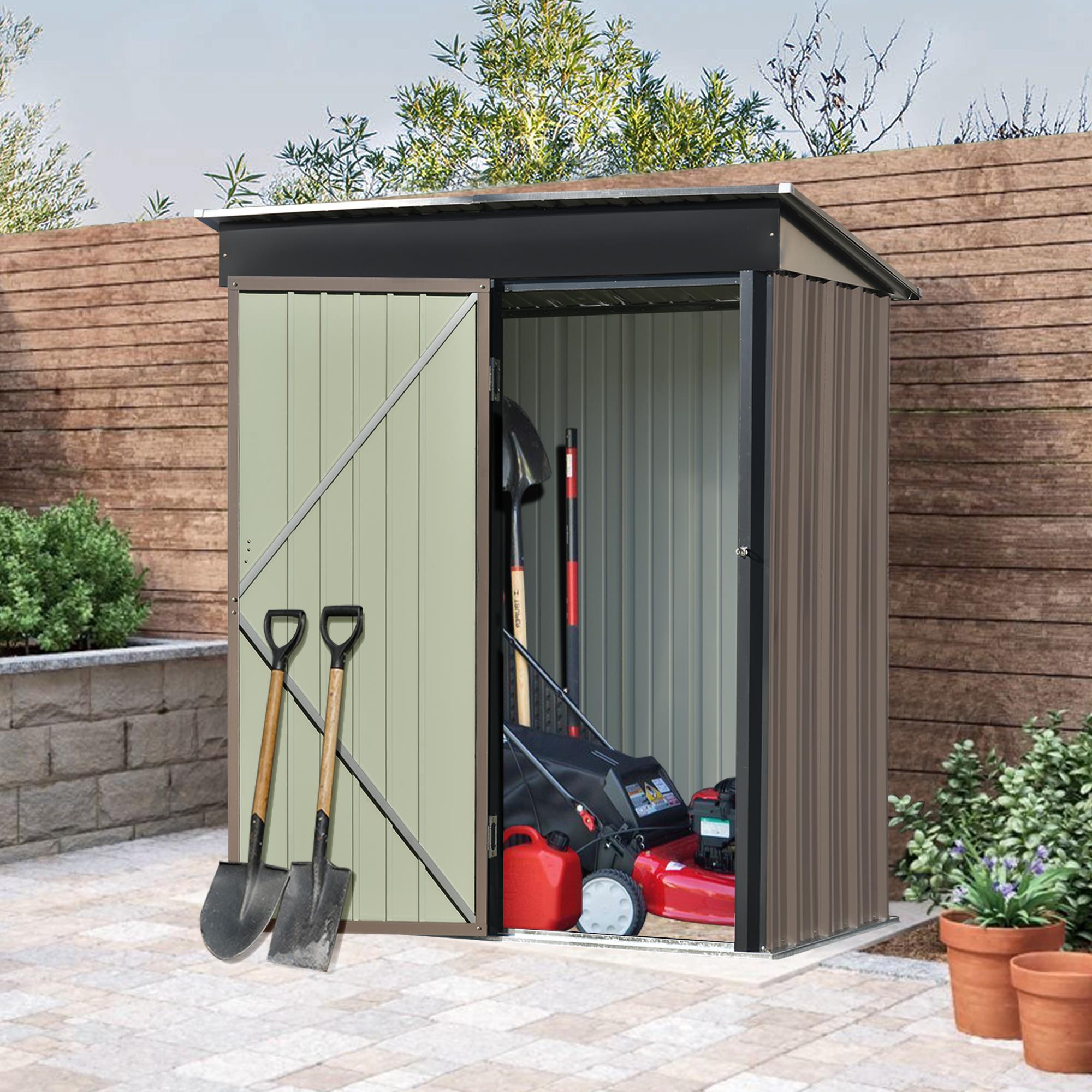 UBesGoo 5 x 3ft Outdoor Storage Shed Metal Storage Shed w/ Shelf and ...
