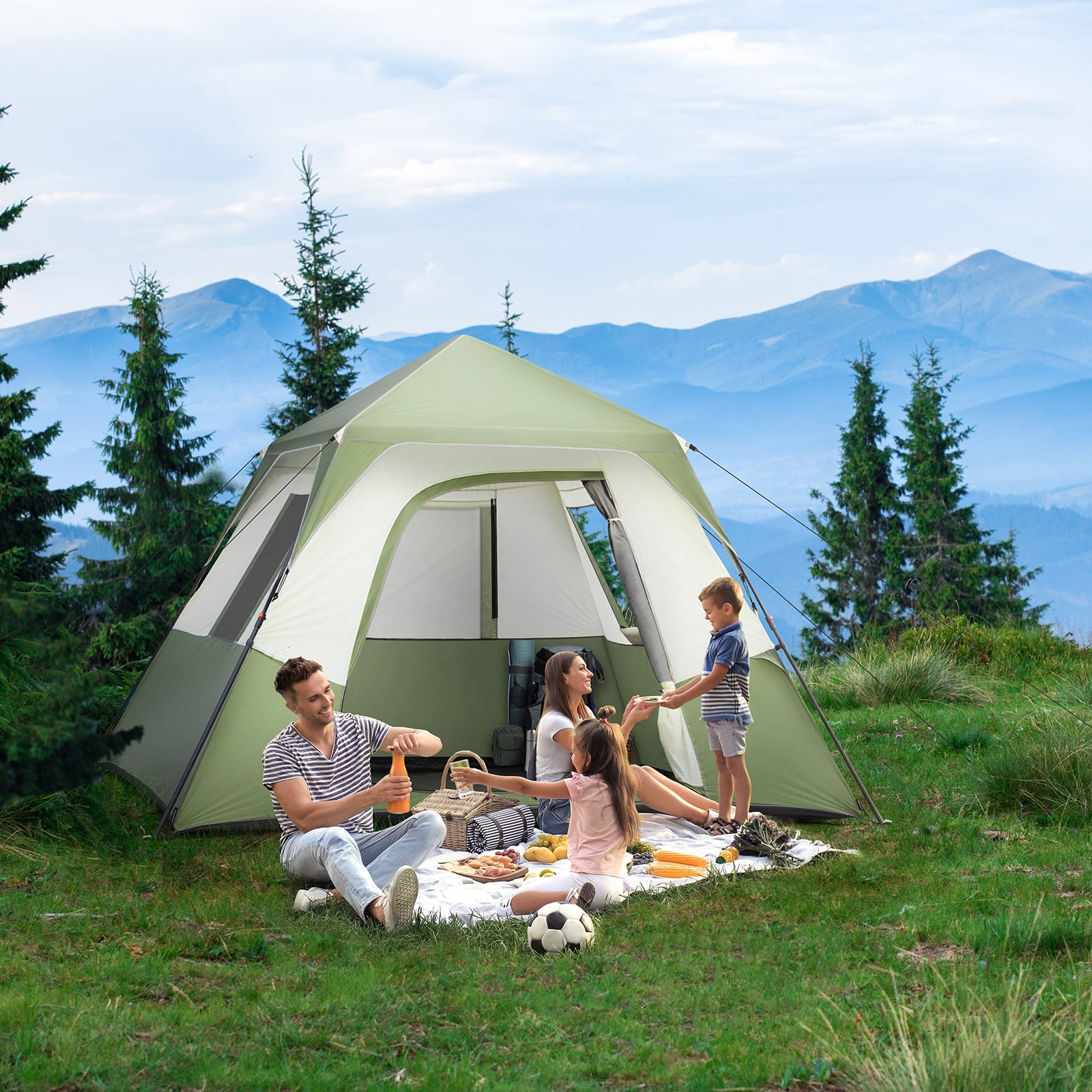UBesGoo 6-Person Waterproof Cabin Tent, Instant Setup, Large Mesh ...