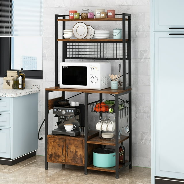 UBesGoo 6-Tier Kitchen Bakers Rack with Power Outlet, Industrial ...