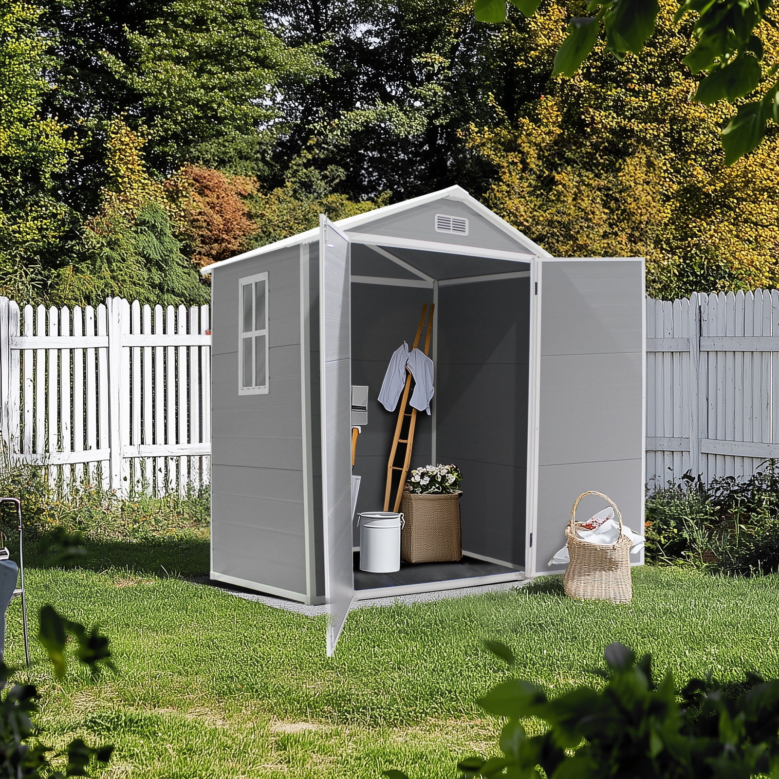 UBesGoo 6' x 5' Outdoor Storage Shed Plastic Garden Shed Resin ...