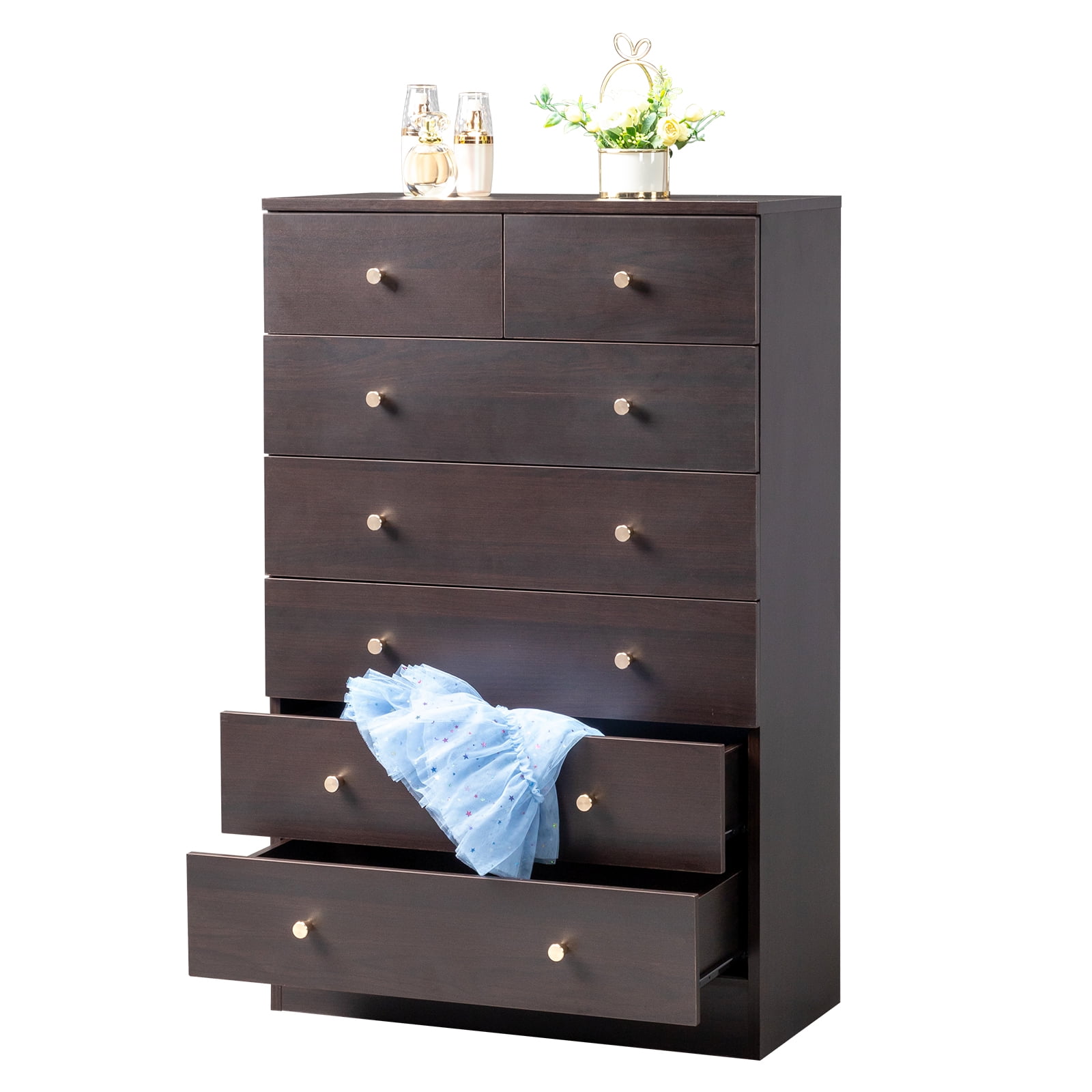 UBesGoo 7 Drawer Wood Dresser for Bedroom, Chest of Drawers, Storage ...