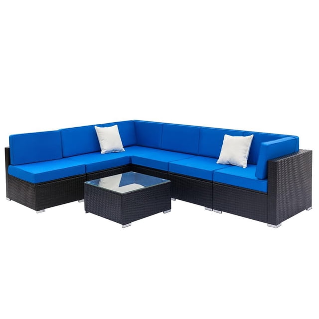 UBesGoo 7PC Sectional Rattan Wicker Patio Sofa Couch, Outdoor Wicker ...