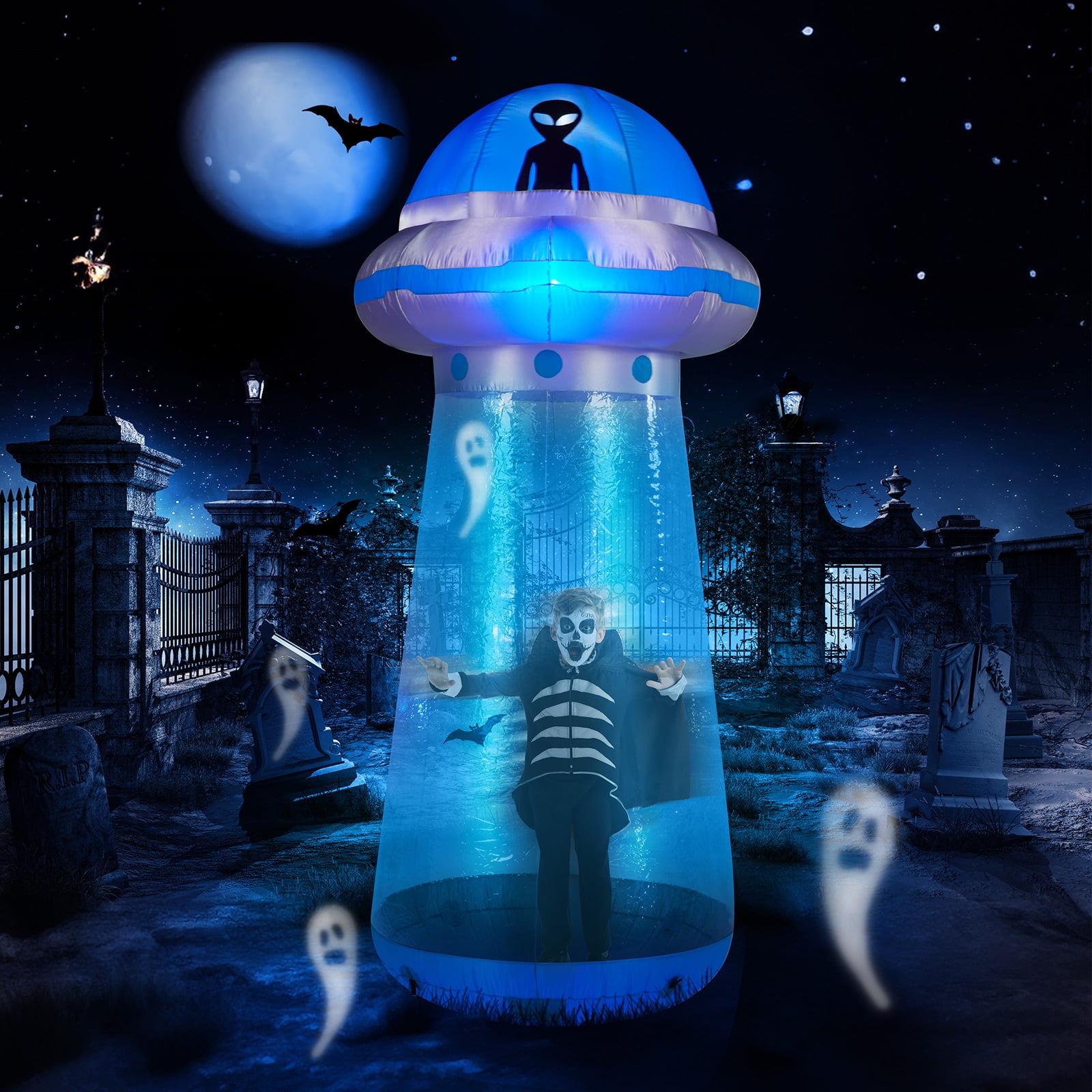 UBesGoo 9 ' Halloween UFO Outdoor Halloween Inflatables for Patio ...