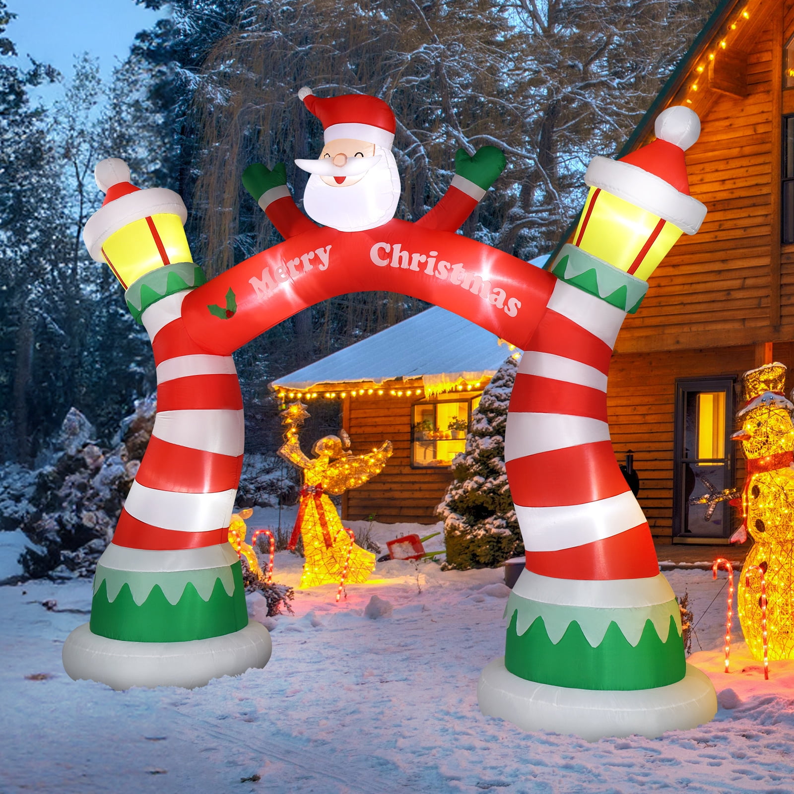 UBesGoo 9Ft Inflatable Christmas Arch Santa Claus Outdoor Yard Decoration - Walmart.com