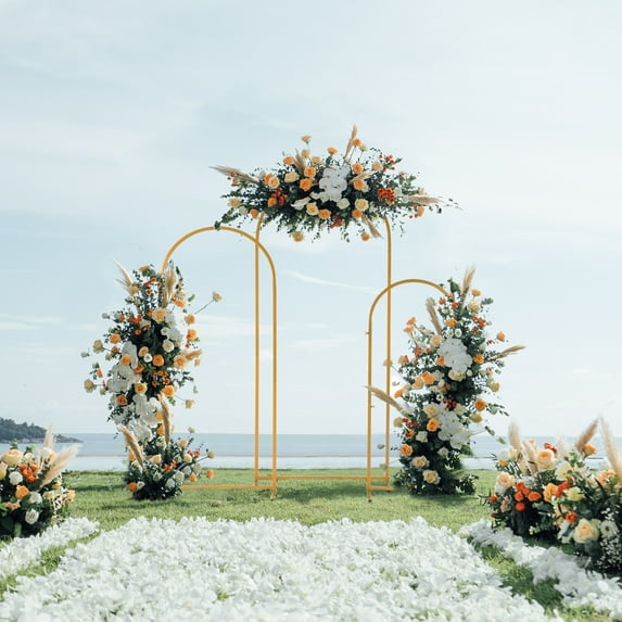 UBesGoo Metal Arch for Wedding Ceremony, Garden Arbor Set for Backyard ...