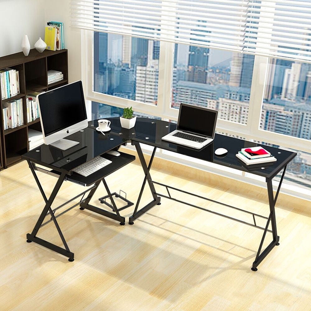 UBesGoo Computer Desk Writing Office Workstation Corner Desk/L-Shaped ...