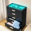 SamyoHome Drawer Dresser with Glass Top, Drawer Chest with LED Light ...