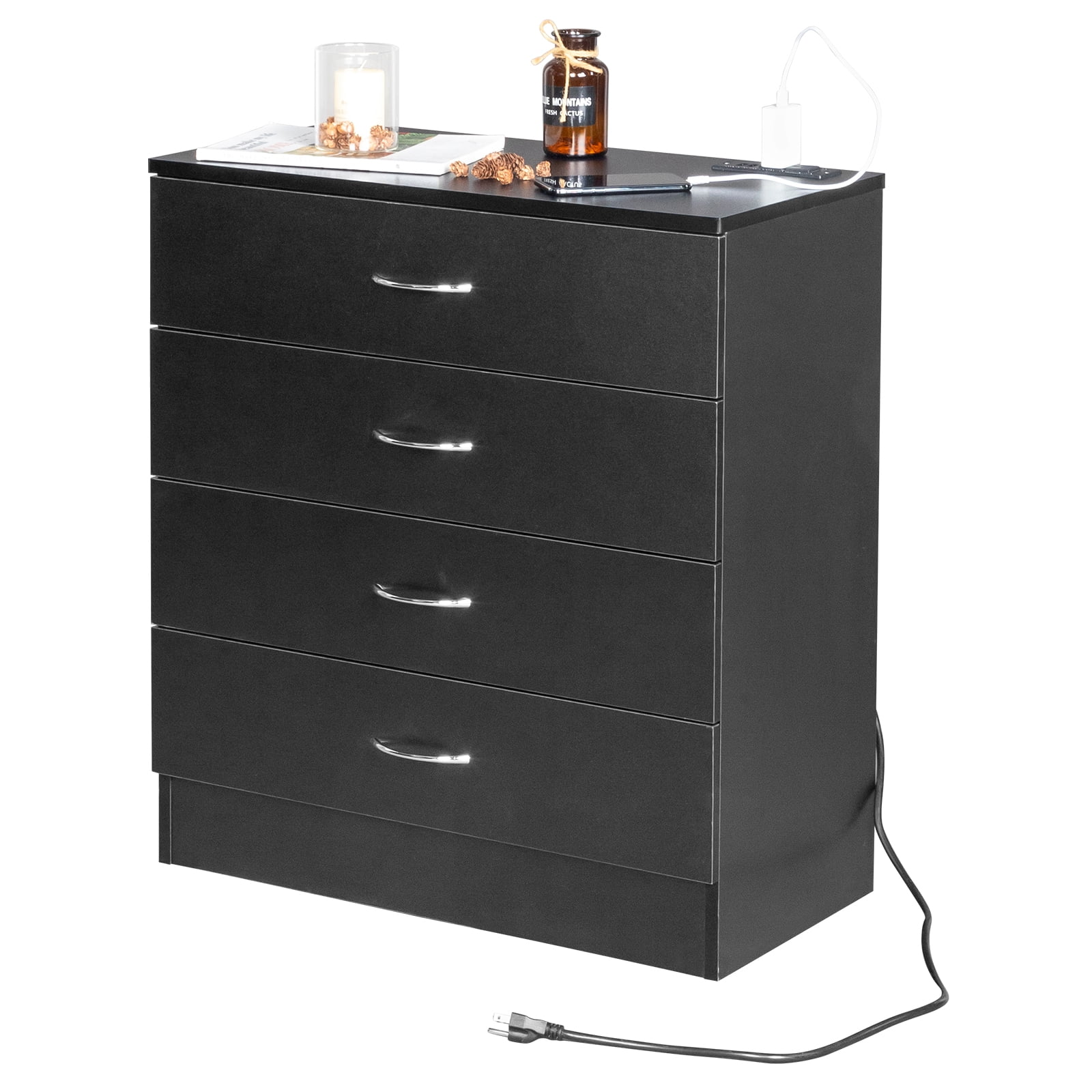 UBesGoo Dresser with 2 Power Outlets & 2 USB, Chest of 4 Drawers ...