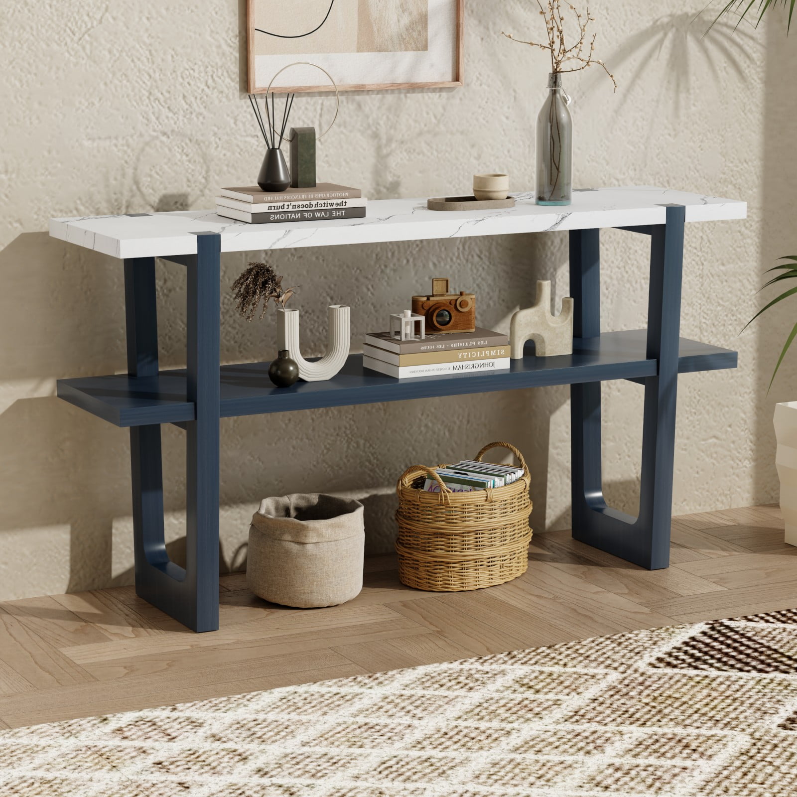 UBesGoo Elegant Console Table with Versatile Storage Solutions Marble ...