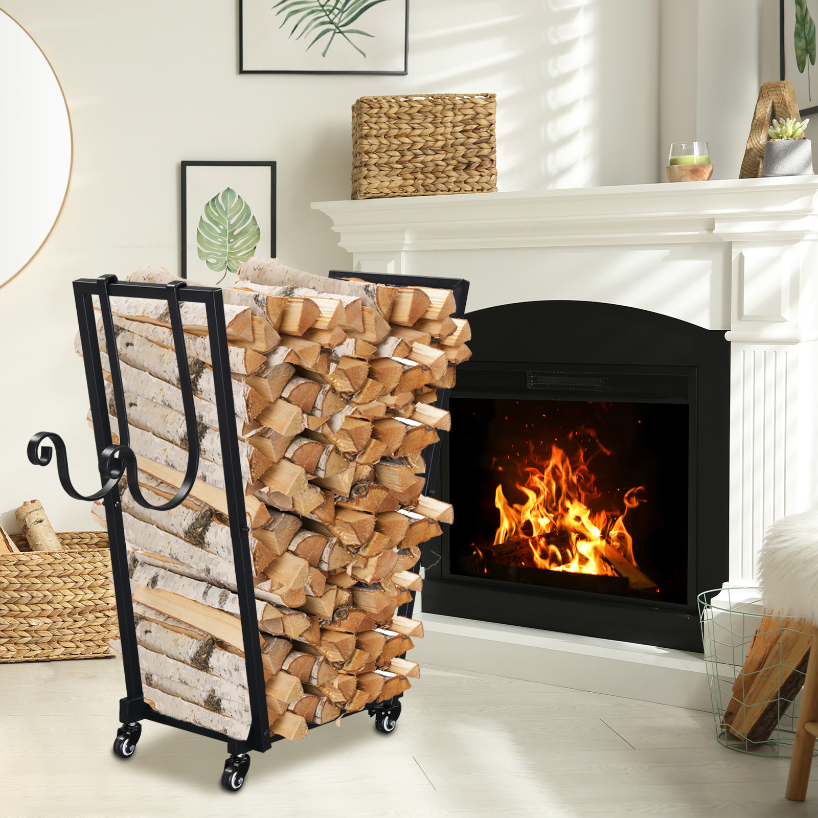 SereneLife Firewood Storage Rack - Heavy Duty Wood Stackers Organizer ...