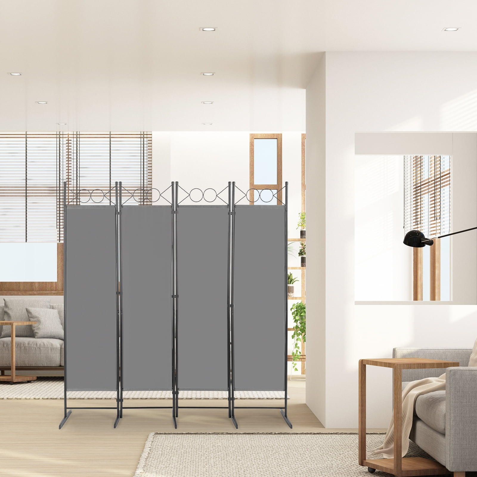 UBesGoo Folding Privacy Screen 4 Panel Freestanding Partition Divider ...