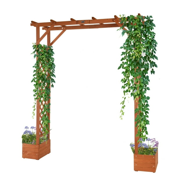 UBesGoo Outdoor Patio Garden Arbor Trellis Archway, Heavy Duty Iron, Flat-Topped, for Climbing ...