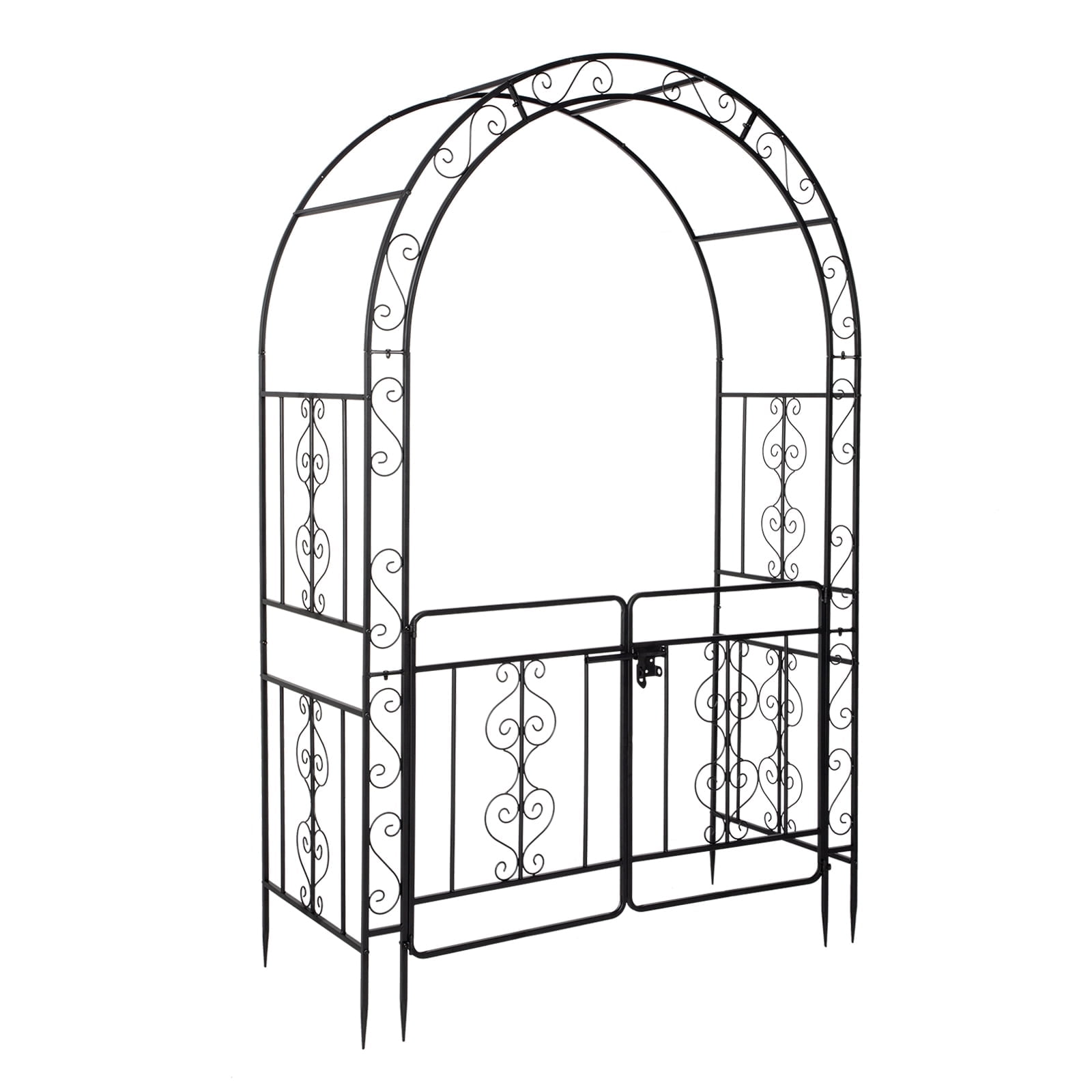 UBesGoo 7 Ft Iron Garden Arch Arbor Trellis for Climbing Plants, Metal ...