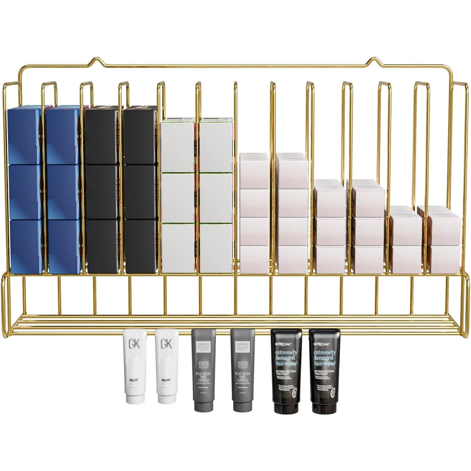 UBesGoo Hair Color Organizer Rack, Wall Mount 26" Metal Salon Storage ...